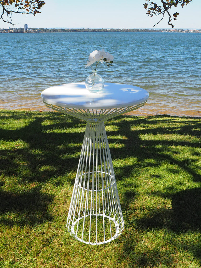 White Wire Bar Table 60cm – MainEventHire